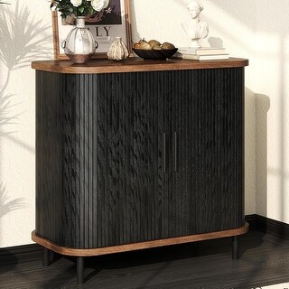 Fluted Storage Cabinet with Sliding Door, 31''W for Living Room ...