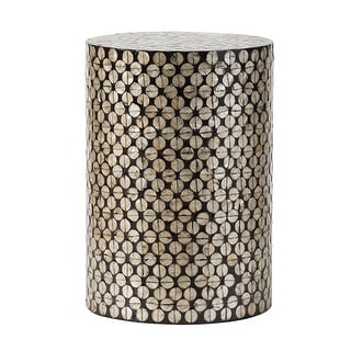Natural Shell Circle Accent Stool - 13.75" - Gold and Black - Bed Bath ...