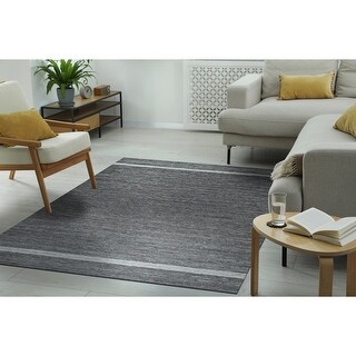Gray Hand-Woven Wool Contemporary Natural Wool Flat Area Rug, Elegant ...
