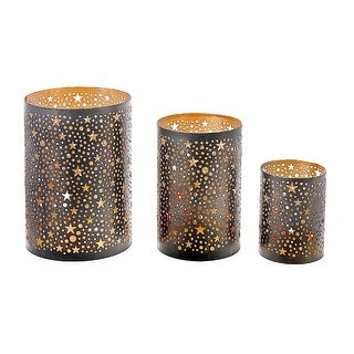 Christmas Black Metal Star Cut Out Candle Holder Set Of 3 - N/A - Bed ...