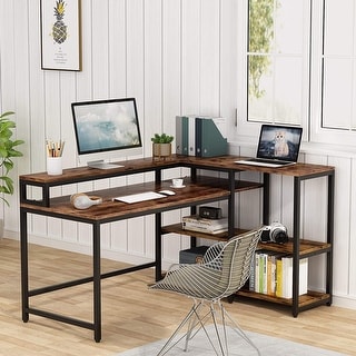 55/53 inch L Shaped Desk,Reversible Corner Computer Desk with Storage ...