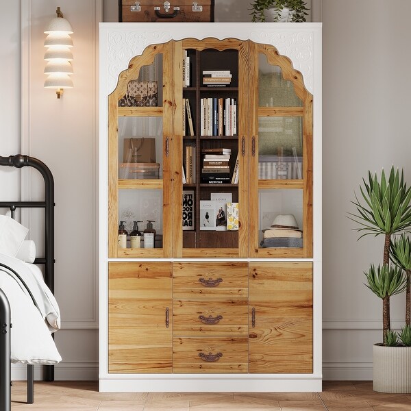 Classic Elegance Armoire Expandable Rustic Wardrobe with Glass Door On Sale Bed Bath Beyond 40341305