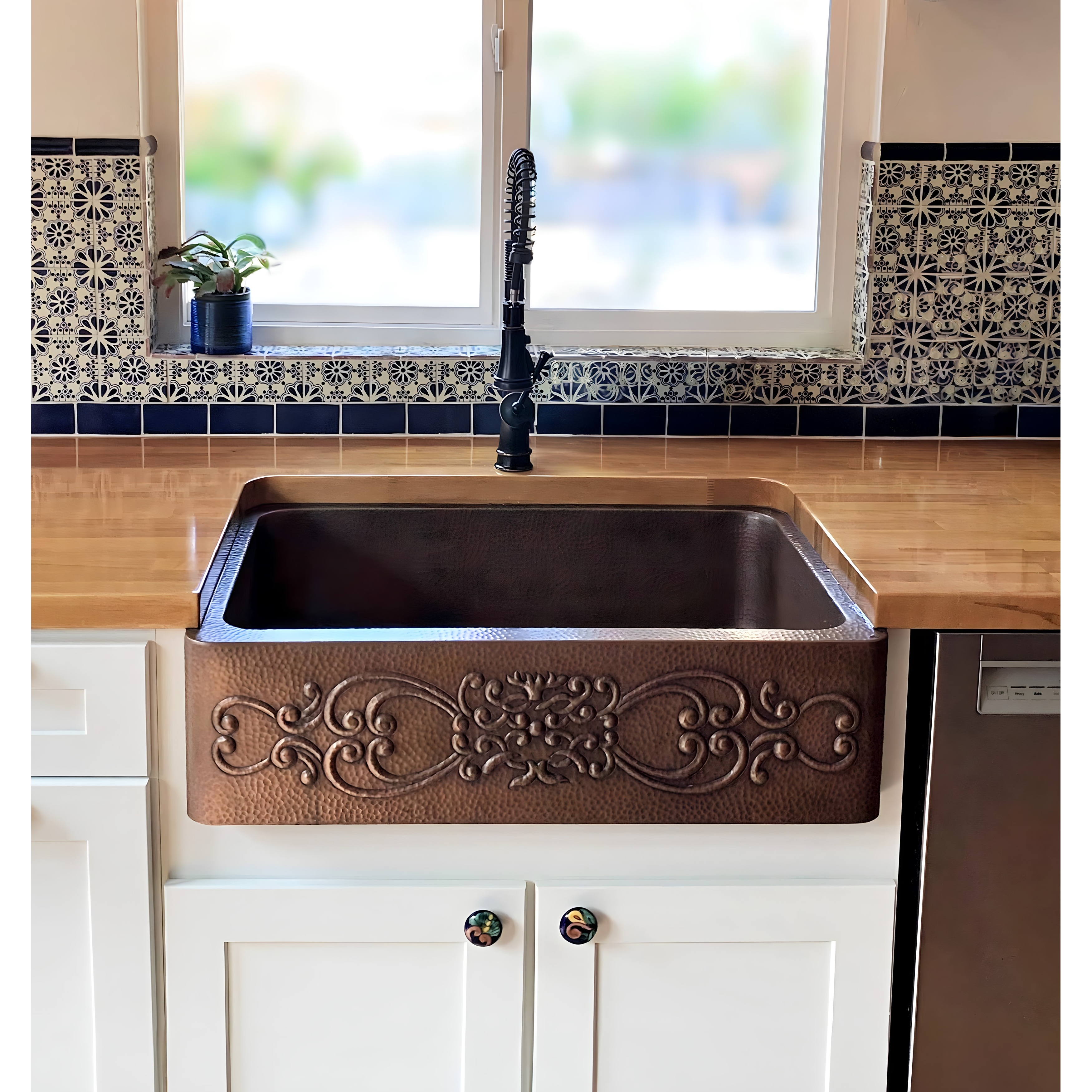 Ganku Copper 33 Single Bowl Farmhouse Apron Front Undermount Kitchen