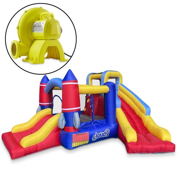Rocket Bounce House for Kids with Blower - Two Slides, Large Jump Area ...