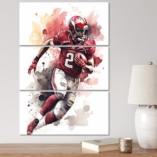 Designart "Football Player On Field III" Sport Football Canvas Art ...