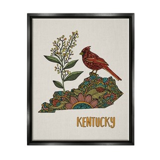 Stupell Kentucky State Cardinal Blooming Goldenrod Flower Pattern ...