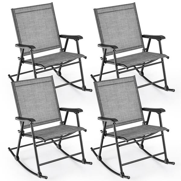 Gymax Set of 4 Patio Rocking Char Outdoor Folding Rocker w/ Sturdy ...