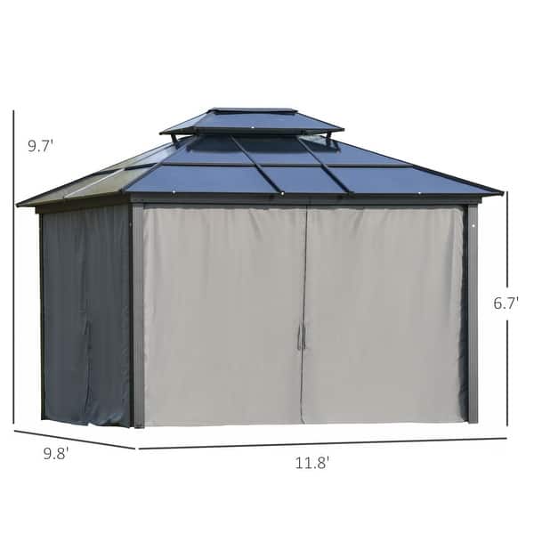 Outsunny Hardtop Patio Gazebo 2-Tier Roof Steel Frame & Net Sidewalls ...