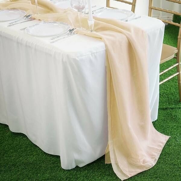 12 Piece Premium Chiffron Wedding Extra Wide Table Runners Champagne ...