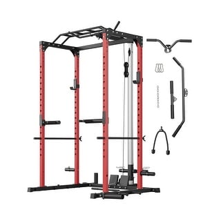 Power Cage, 1200LBS Capacity Squat Rack for Home Gym with Pulley System ...