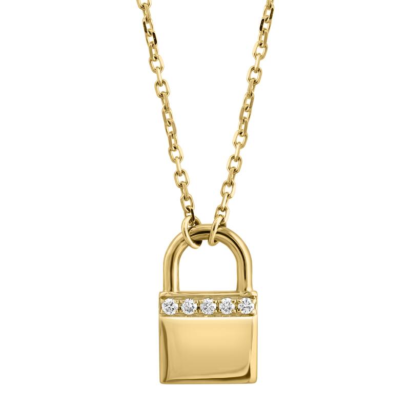 Effy Women's 14K Yellow Gold Diamond Lock Necklace - On Sale ...
