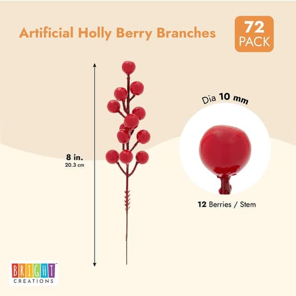 Artificial Holly Berry Branches, 8 In Red Berry Picks for Crafts and ...
