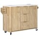 Wood Kitchen Island Dining Carts with Drop Leaf and Power Outlet ...