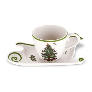 Spode Christmas Tree Jumbo Cup with Sleigh shaped Saucer - 18 oz Cup ...