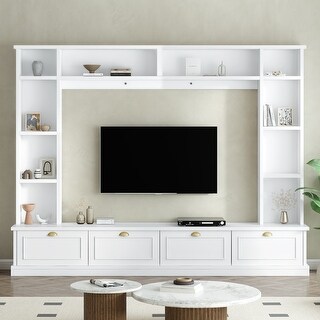 Entertainment Wall Unit Set Large Media Console with Bridge for TVs Up ...