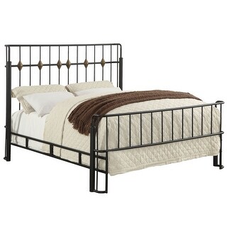 Furniture of America Ryan Industrial Black Metal Wingback Panel Bed ...