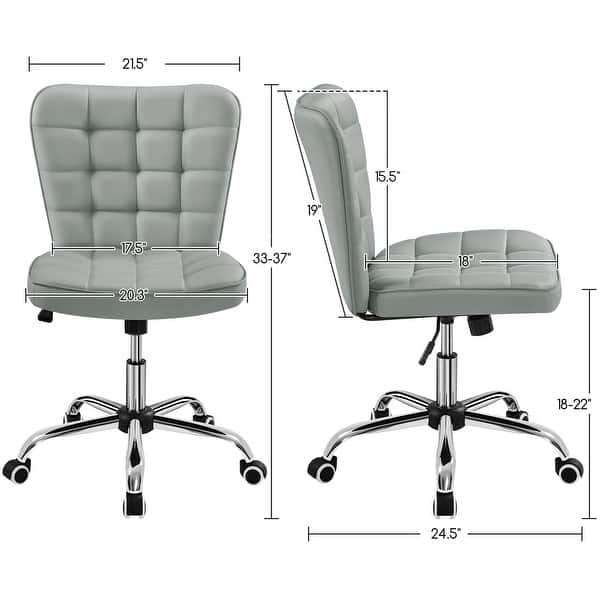 Yaheetech Modern Faux Leather Armless Desk Chair Task Chair with Chrome ...