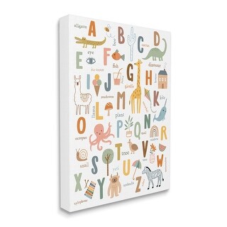 Stupell Fun Educational ABC Chart Cute Animals Canvas Wall Art - Multi ...