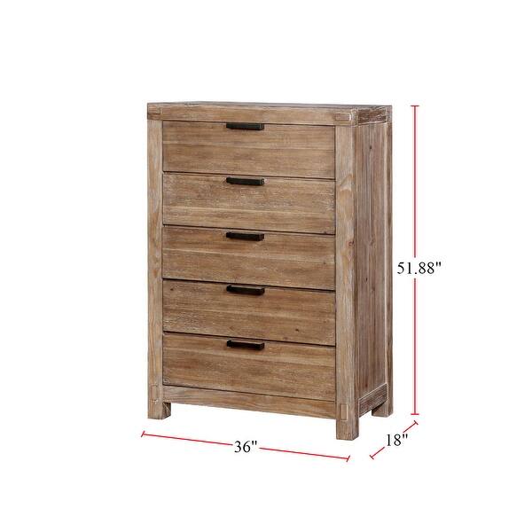 5 Drawers Chest in Weathered Light Oak - Bed Bath & Beyond - 34439938