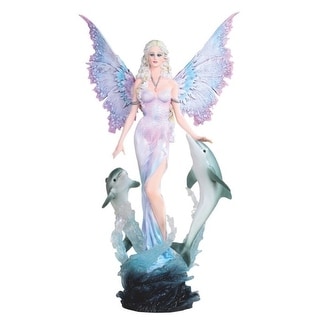 Q-Max 15.75"H Goddess Fairy of the Sea with Dolphins Statue Fantasy ...