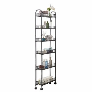6-Tier Slim Rolling Storage Tower with Wheels, Gap Kitchen Slide-Out ...