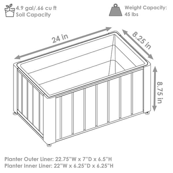 Slatted Wood Planter Box with Removable Insert - 14.75” H - Bed Bath ...