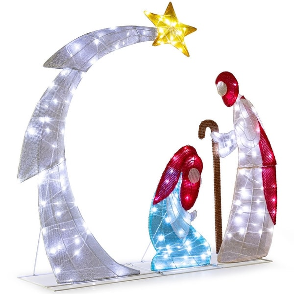 3.7FT Lighted 2D Nativity Scene Outdoor Christmas Decorations - Bed ...