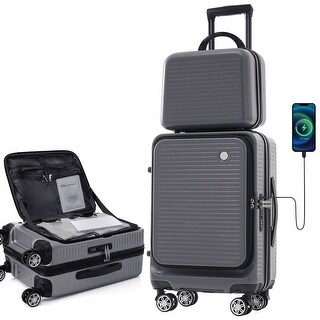 Portable Carrying Case & 20" Front Open Pocket Luggage Set, Lightweight ...