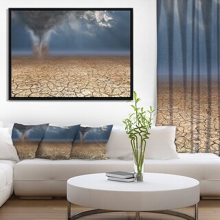 Designart "Dust Devil in the Desert" Landscape Framed Canvas Art Print ...