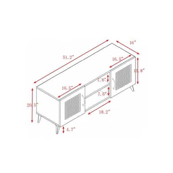 Oak TV Rattan Storage Cabinet Net - Perfect for Family Entertainment ...