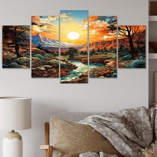 Designart "Canyon Luminosity Pointillism II" Landscapes Multipanel ...