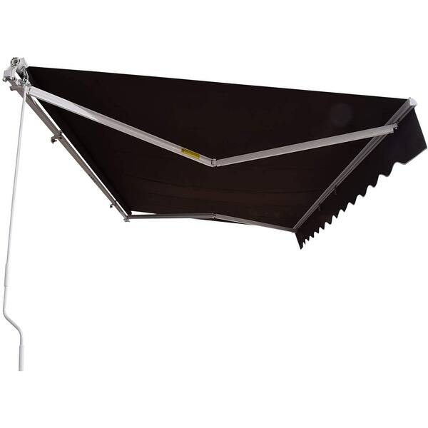 MCombo 12x10 FT Manual Retractable Patio Awning with Polyester Canopy ...