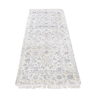 Shahbanu Rugs Ivory Erased Tone on Tone Persian Fish Mahi Pattern Wool ...