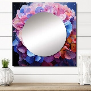 Designart "Pink Blue Hydrangea Blooming Symphony" Hydrangea Wall Mirror ...