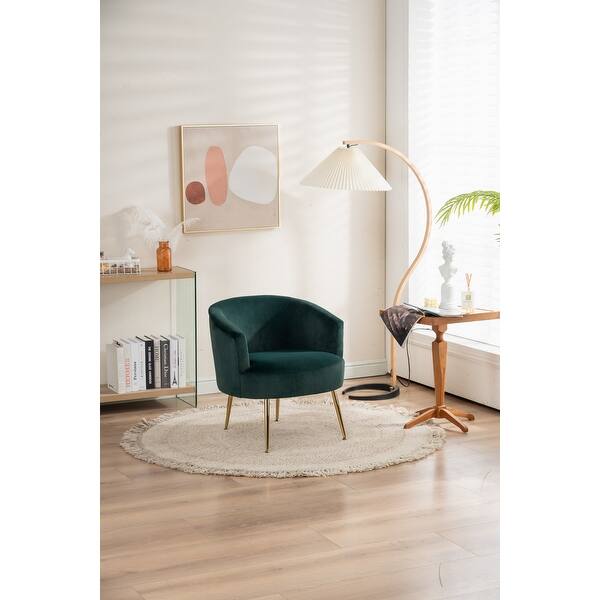 Recessed Arms Armchair Comfy Velvet Fabric Padded Seat Accent Chair ...