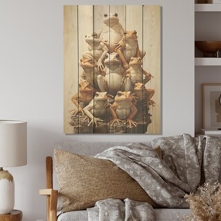 Designart "Minimalism Frog Pyramid" Frogs & Toads Wood Wall Decor ...