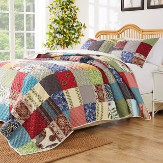 Greenland Home Fashions Shangri-La 100% Cotton Geometric Art Quilt Set ...