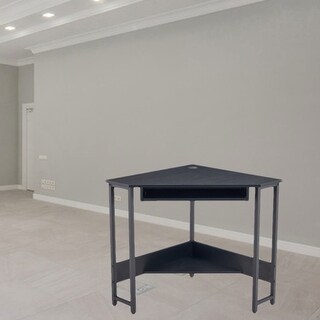 Compact Triangle Computer Desk with Smooth Keyboard Tray and Storage ...