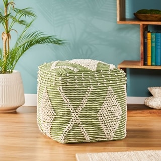 Brinket Boho Cube Yarn Pouf by Christopher Knight Home - Bed Bath ...