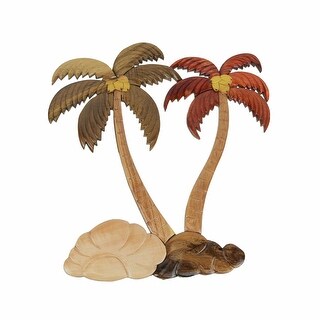 Tropical Palm Trees Hand Crafted Intarsia Wood Art Wall Hanging - Bed ...