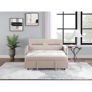 57" Sleeper Sofa for Living Room, Recessed Arm Sofa, Split Back Sofa ...