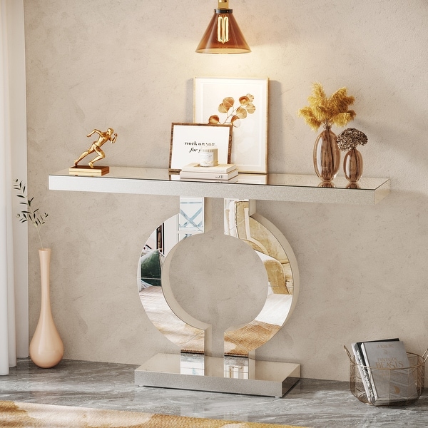 Modern Entryway Console Table with Industrial-inspired Concrete Wood ...