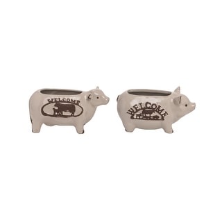 Transpac Ceramic Cow/Pig Container Set of 2 Spring Home Decorations ...