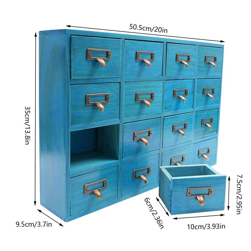 Traditional 16 Drawers Wood Apothecary Chest Storage Cabinet ...