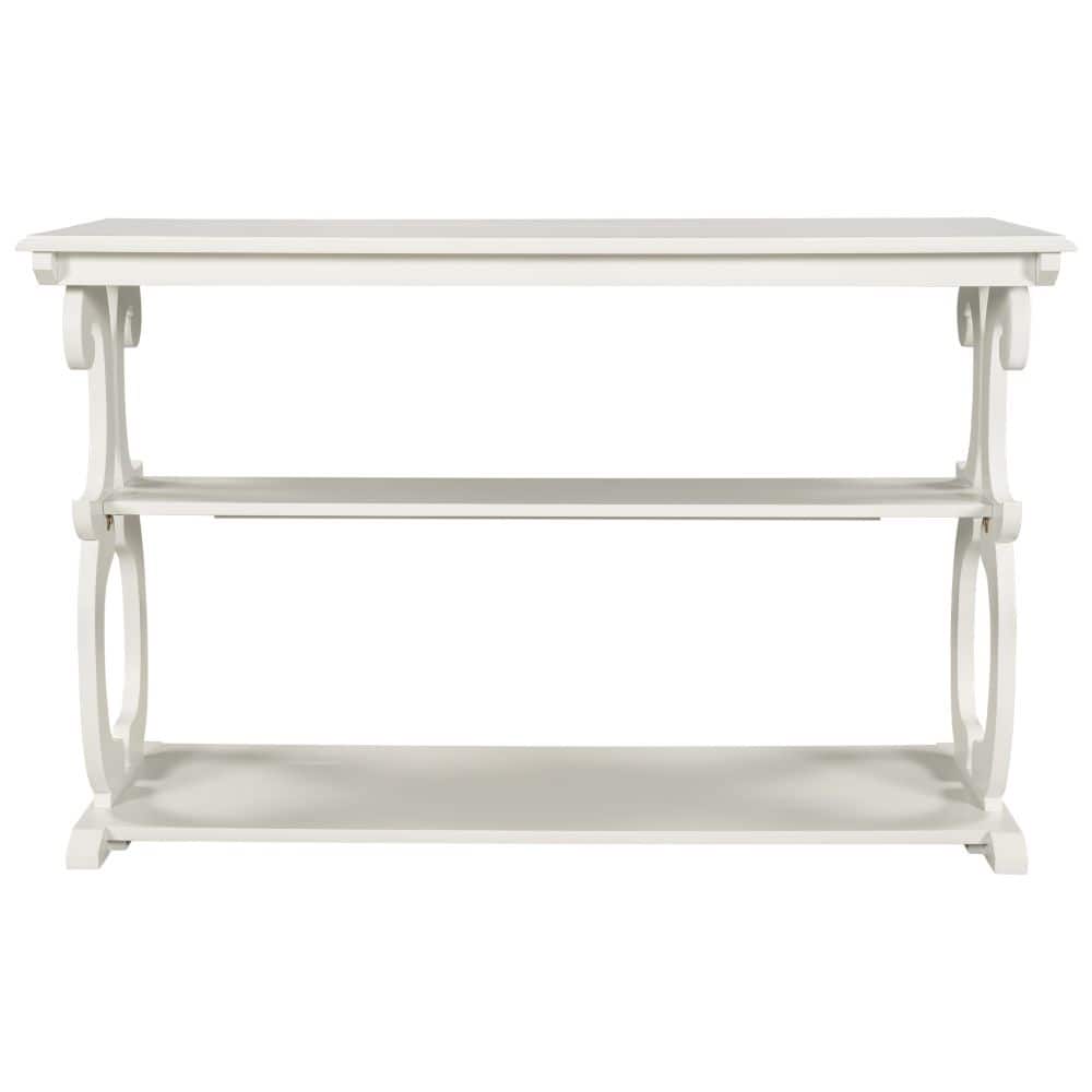 48 in. White Wood Console Table with 3-Tier Open Storage Shelf ...