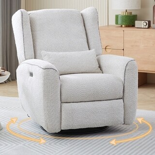 Power Recliner Chair Swivel Glider Rocker Boucle with Cushion,Type-C ...