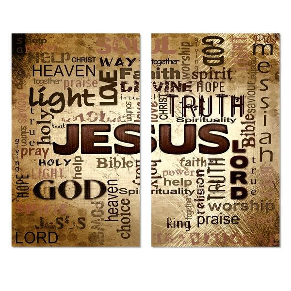 Designart "Jesus word cloud in grunge background" Religious ...