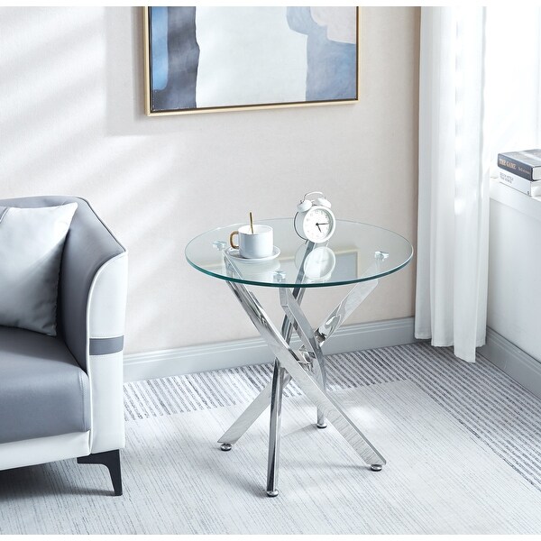 Round Glass Coffee Table with Stainless Steel Legs On Sale Bed Bath Beyond 39724510