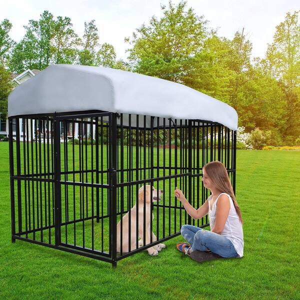 7.8'x4'x5' Outdoor Large Wrought Iron Kennel Enclosure - Multi - Bed ...