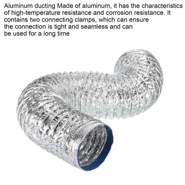 Air Aluminum Ducting 4 Inch 3.28 Feet Non-Insulated Ducting w 2 Clamps ...